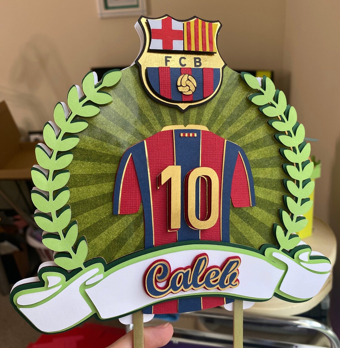 Barcelona FC Cake Topper: Layered Cardstock Futbol Party Decor - Etsy