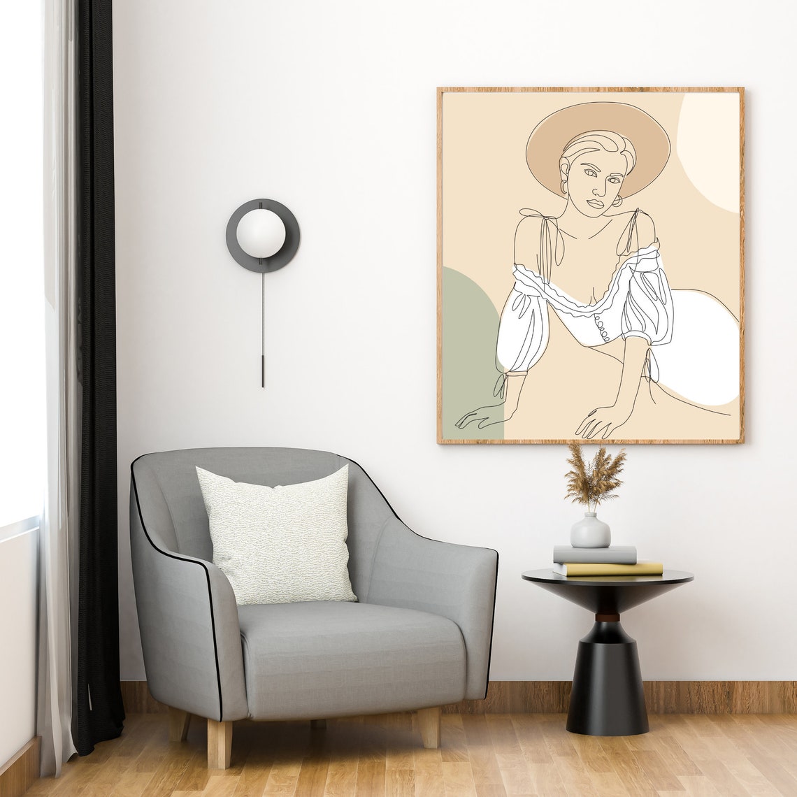 Neutral Boho Poster Printable Decor Set of 8, Bundle Face Line Art ...