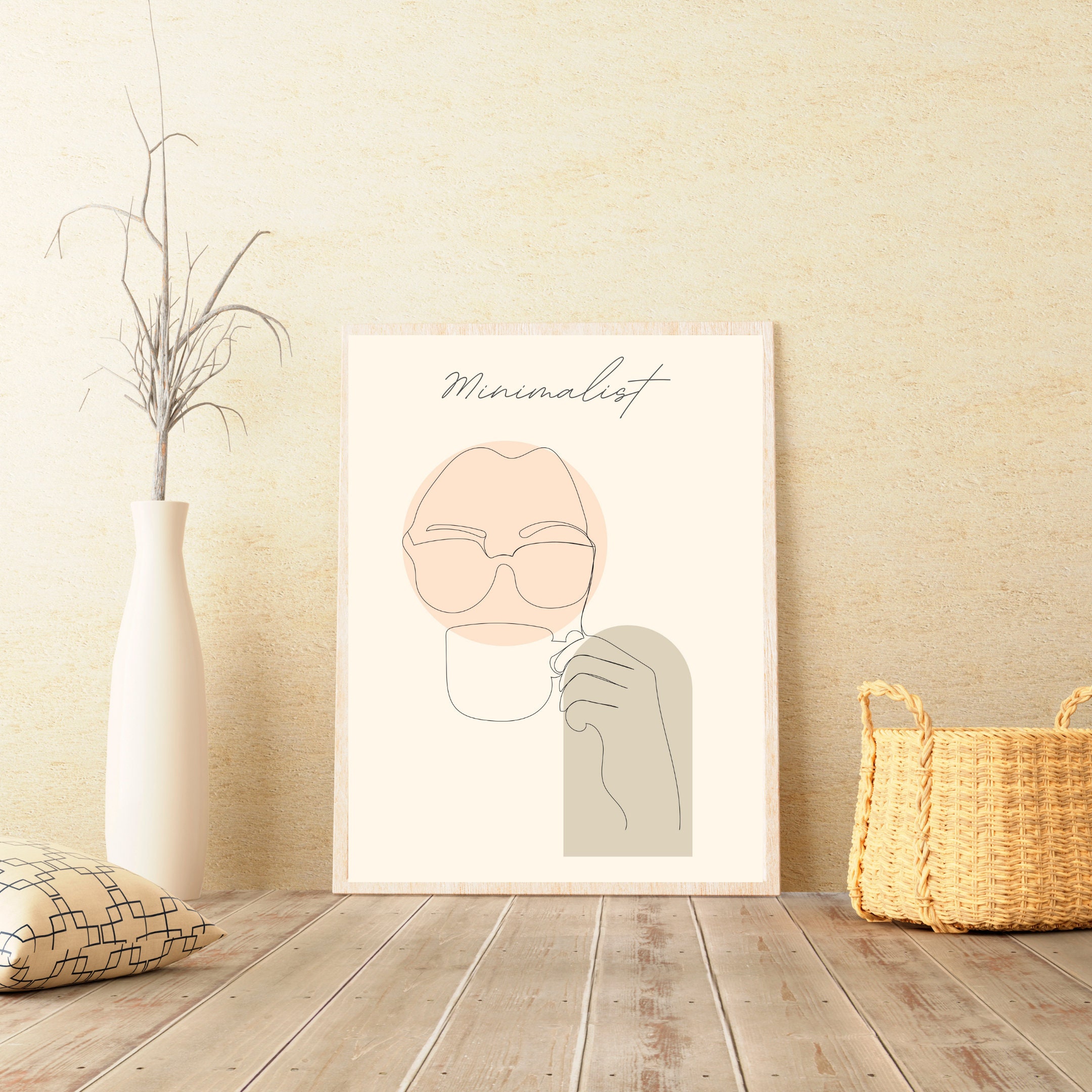 Neutral Boho Poster Printable Decor Set of 8, Bundle Face Line Art ...