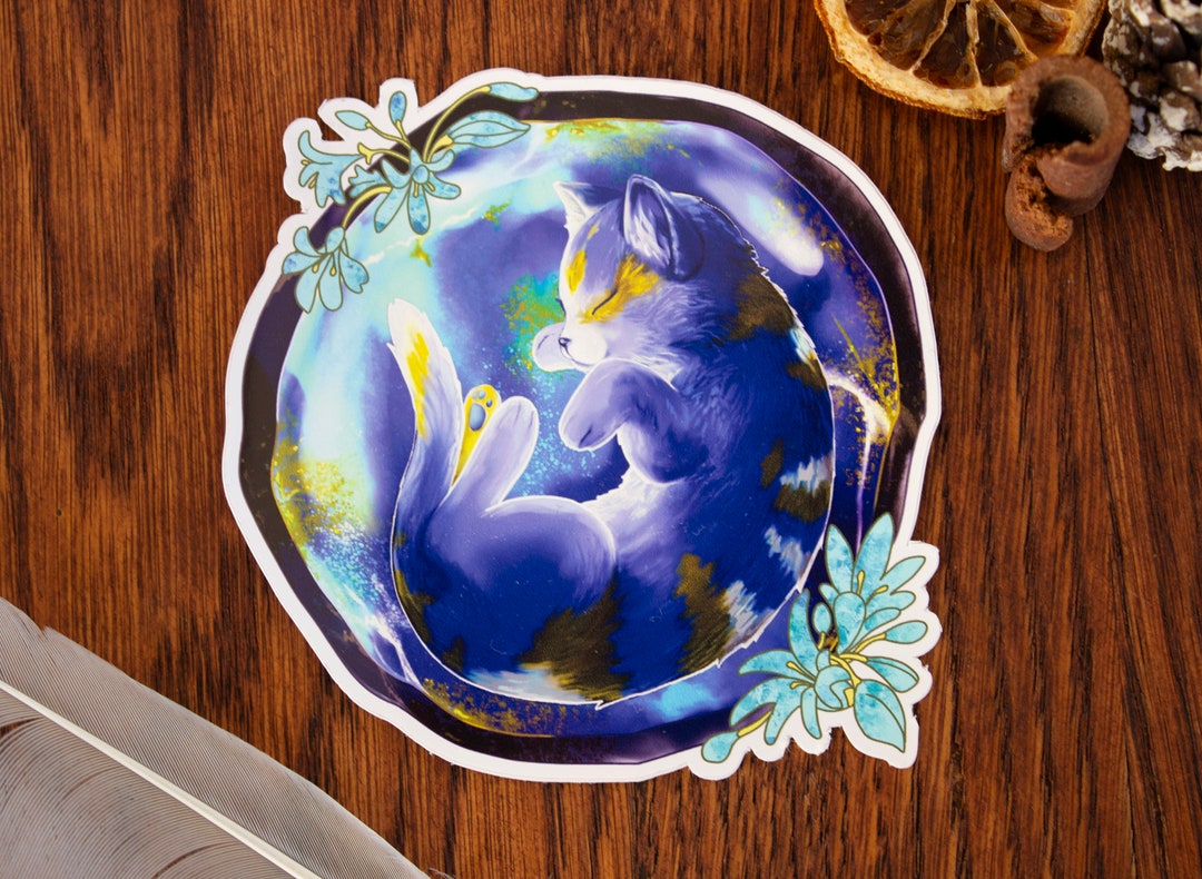 Blue Lapis Lazuli Crystal Cat Sticker Magical Witch Sticker, Charming ...