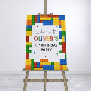Building Blocks Welcome Sign, Blocks Birthday Party, Builders, Building ...