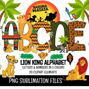 Lion King Doodle Alphabet Bundle, Simba PNG Letters, Numbers, Lion King ...