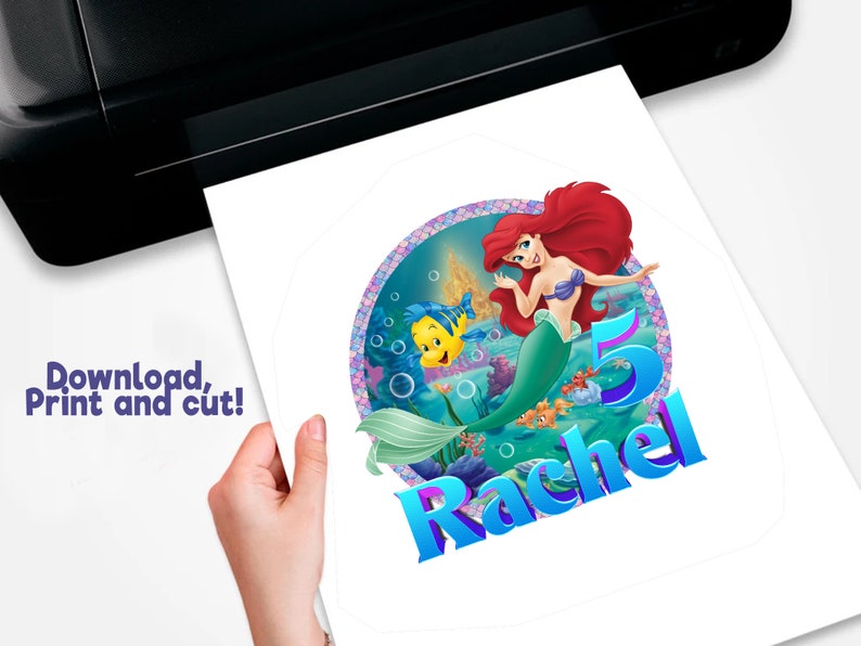 Printable Princess Ariel Cake Topper Princess Ariel Birthday - Etsy