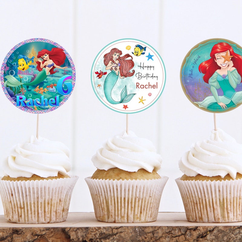 Ariel Cupcake Toppers - Etsy