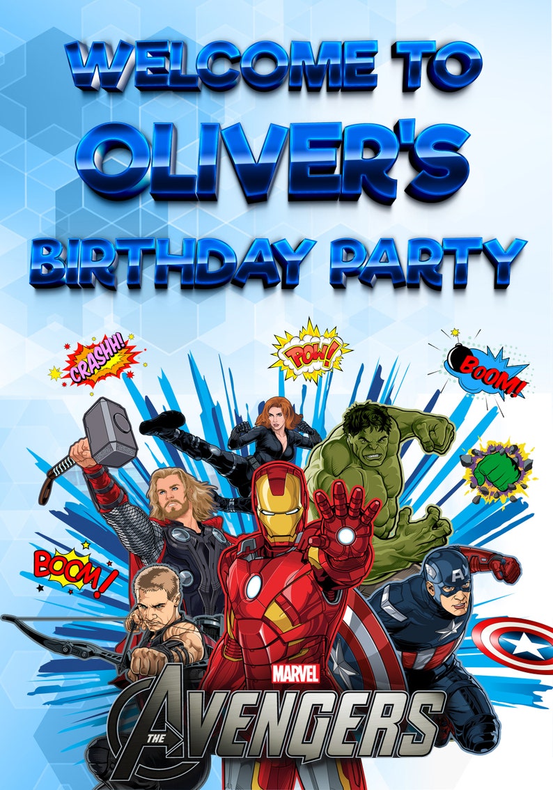 AVENGERS Birthday Welcome Sign Avengers Personalized Birthday - Etsy