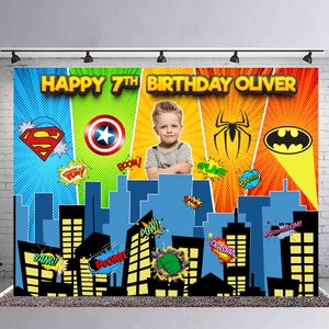 Superhero Custom Birthday Banner Superhero Personalised Photo Birthday ...
