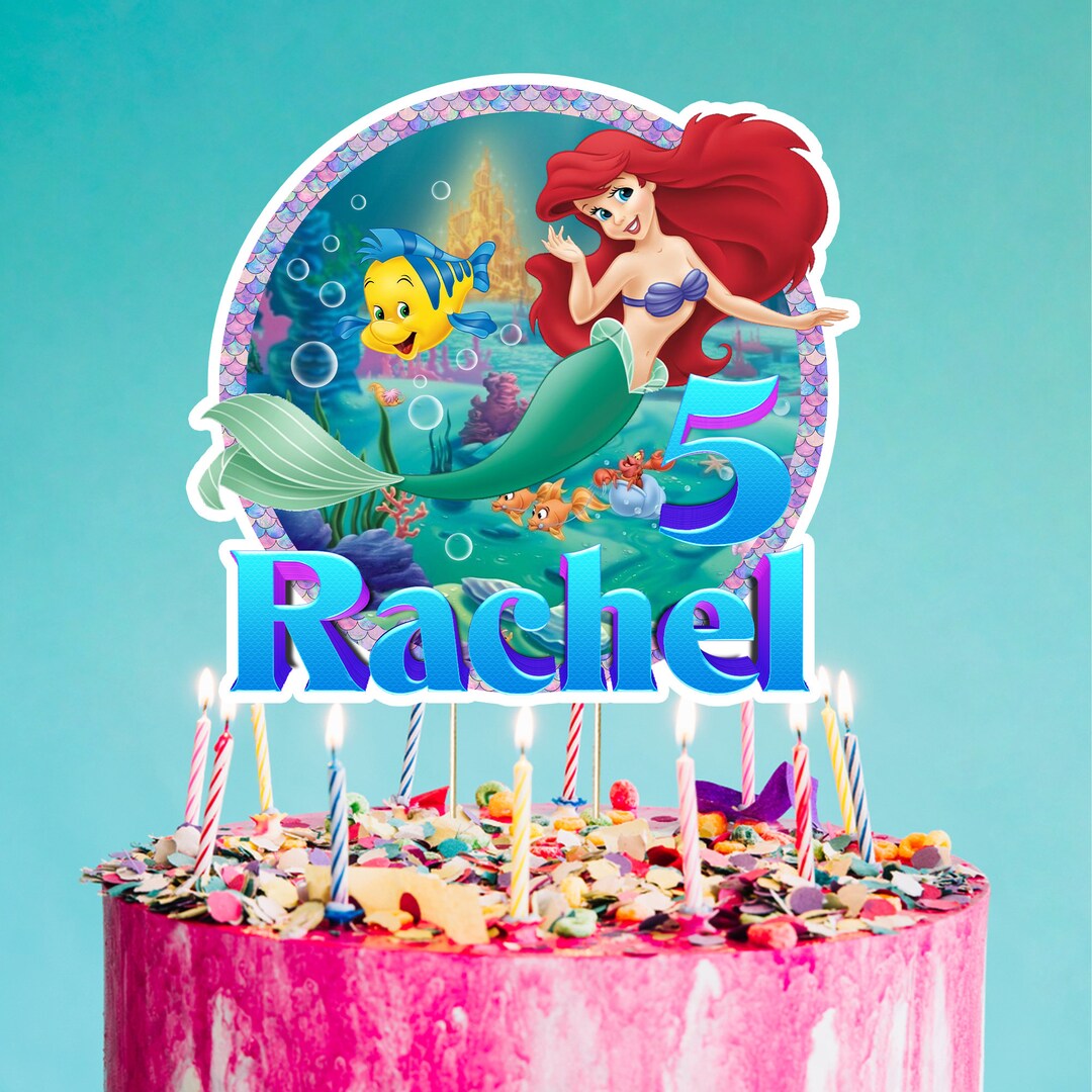 Printable Princess Ariel Cake Topper, Princess Ariel Birthday Party ...