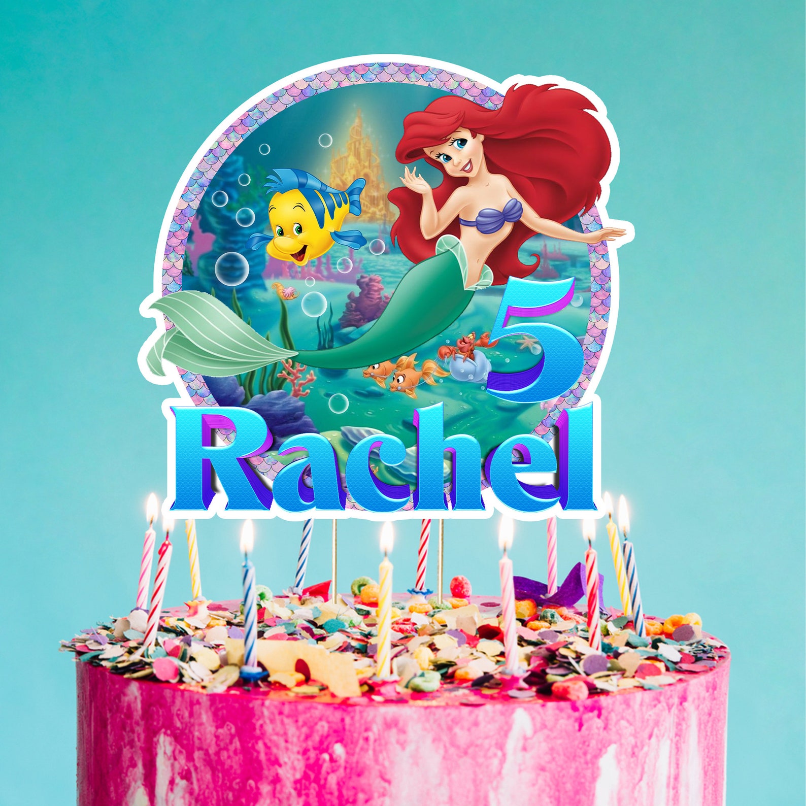 Printable Princess Ariel Cake Topper Princess Ariel Birthday - Etsy