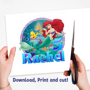 Printable Princess Ariel Cake Topper, Princess Ariel Birthday Party ...