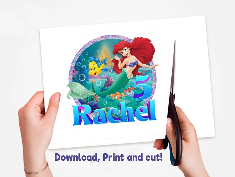 Printable Princess Ariel Cake Topper Princess Ariel Birthday - Etsy
