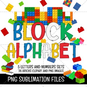 Blocks Doodle Alphabet Bundle, Blocks PNG Letters, Numbers,brick ...