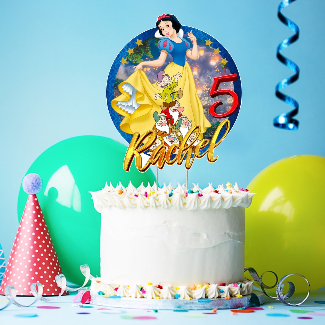 Printable Snow White Cake Topper princess Birthday Party Cake - Etsy