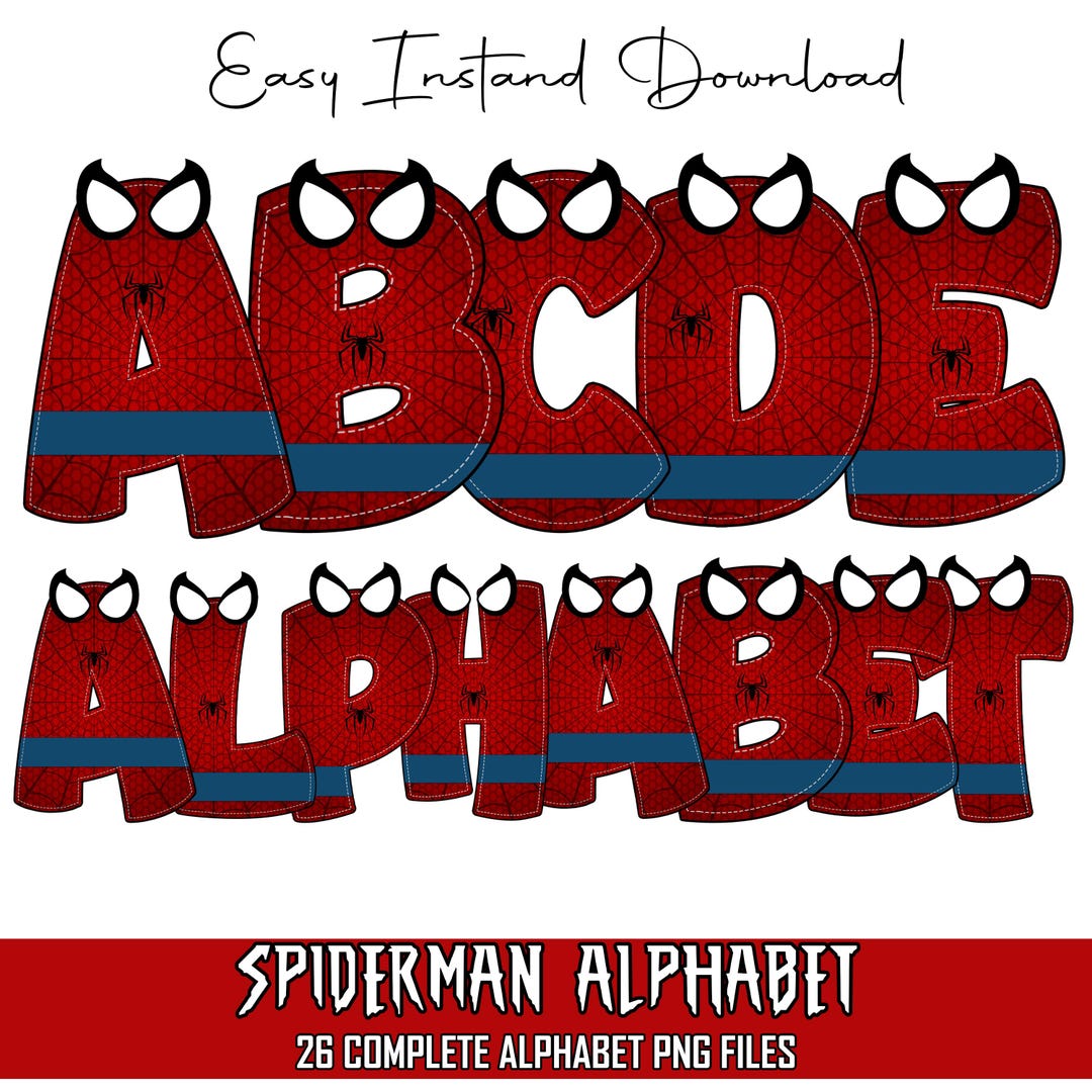 Spiderman Alphabet Pngs SPIDERMAN Kids Alphabet Spider-man Alphabet ...
