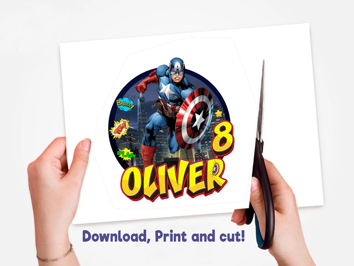 Printable Captain America Cake Topper Captain America - Etsy