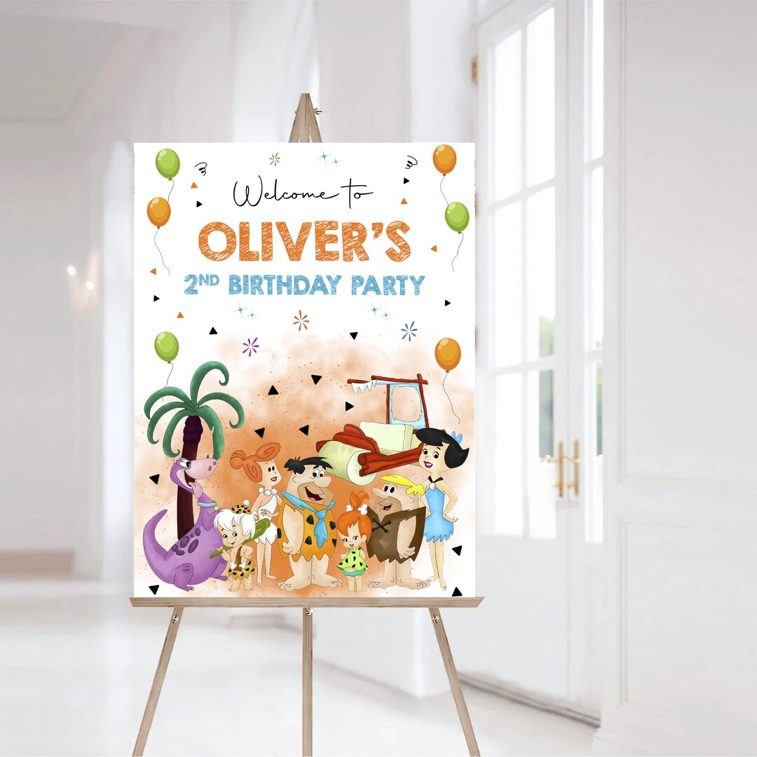 Flintstones Welcome Sign, Flintstones Birthday Yard Sign, Personalized ...