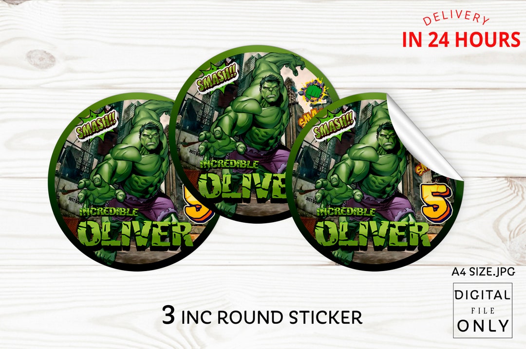 Printable Hulk Custom Sticker, Personalized Hulk Sticker Digital File ...