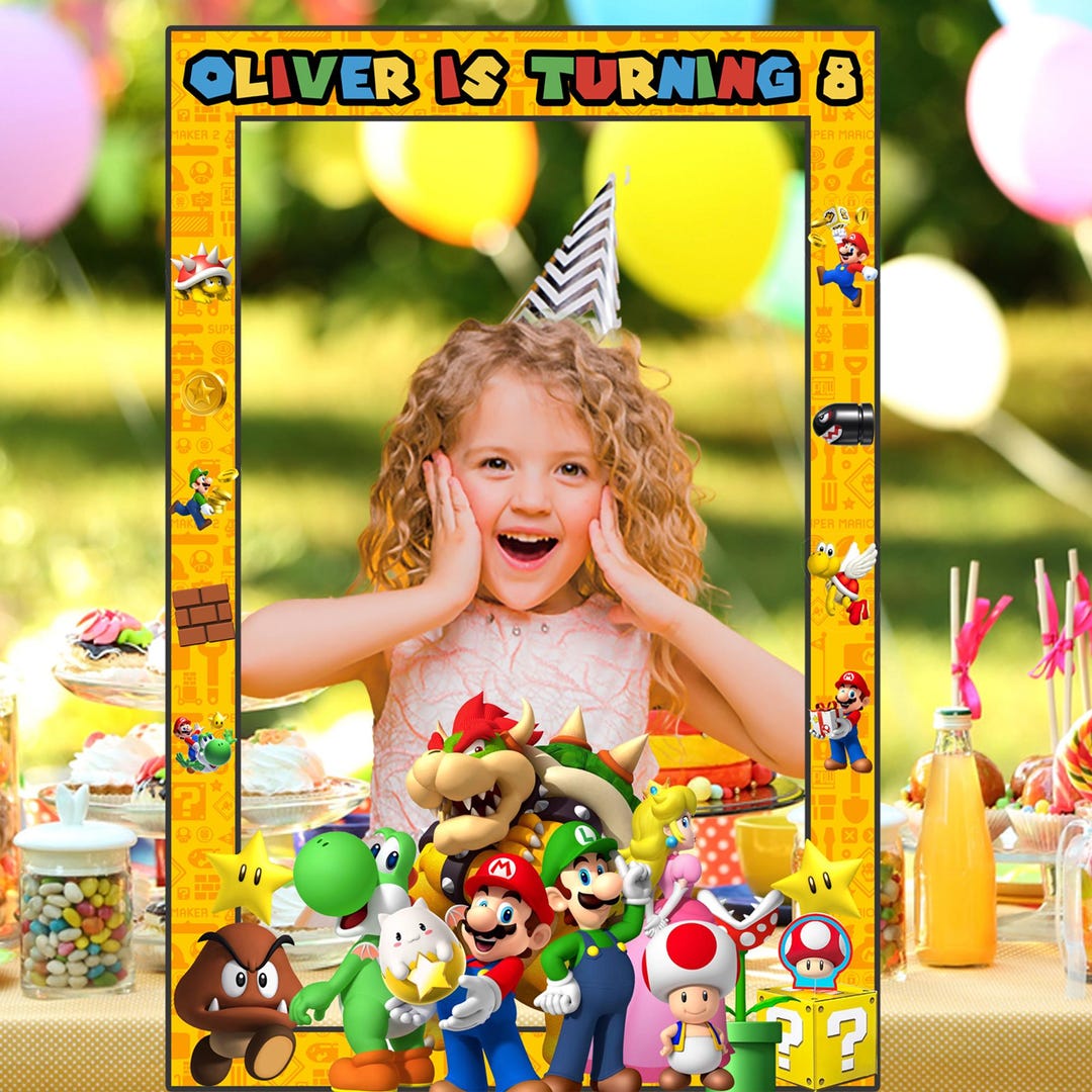 Mario Photo Booth Frame, Mario Party Theme Decor, Mario Birthday ...