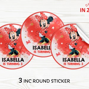 Printable Minnie Mouse Red Custom Sticker, Personalized Minnie Mouse ...
