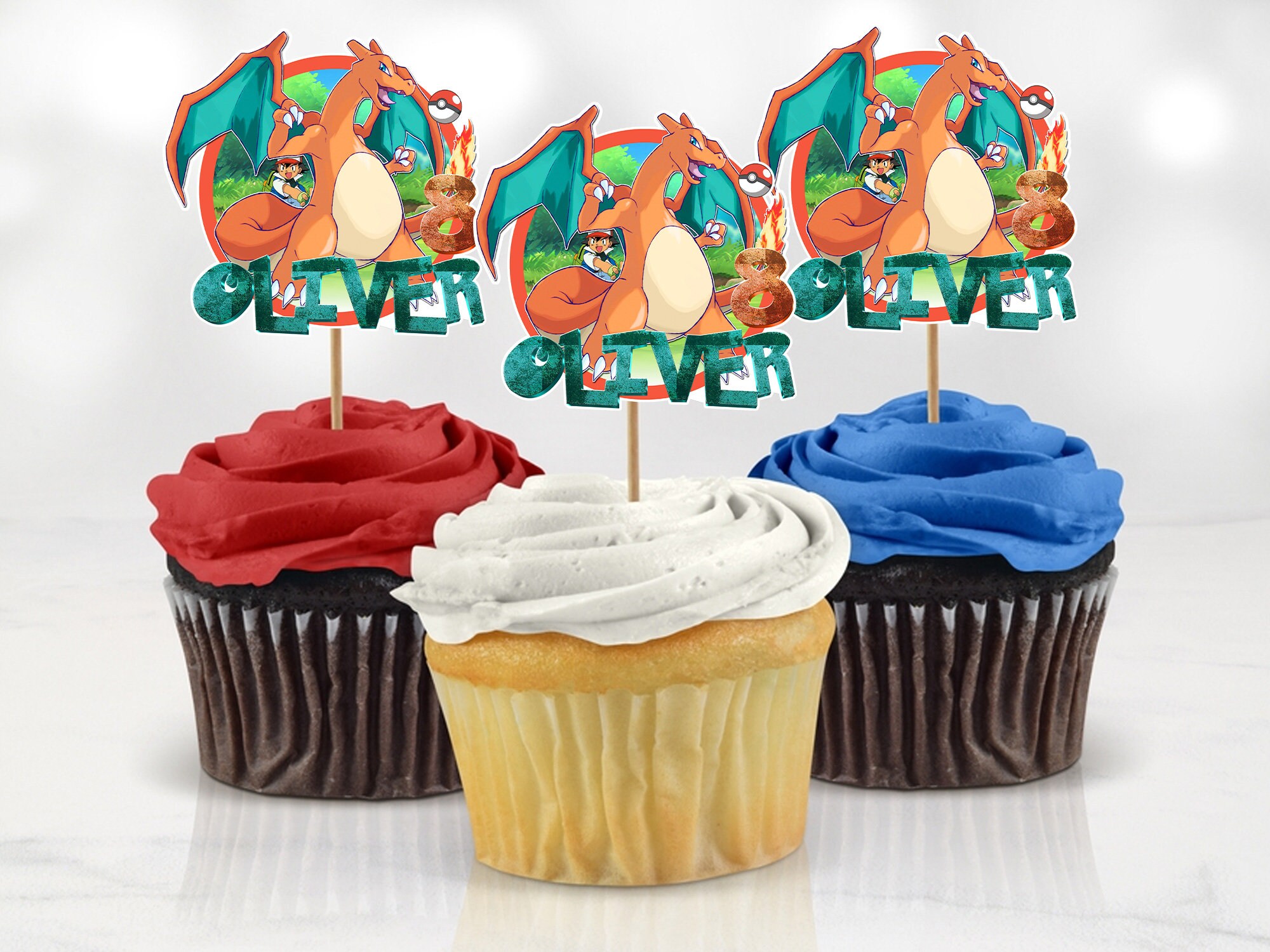 Printable Charizard Cake Topperpikachu Birthday Party Cake - Etsy
