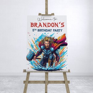 Thor Birthday Welcome Sign, Avengers Thor Personalized Birthday Welcome ...