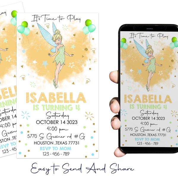 Tinkerbell Invitation - Etsy