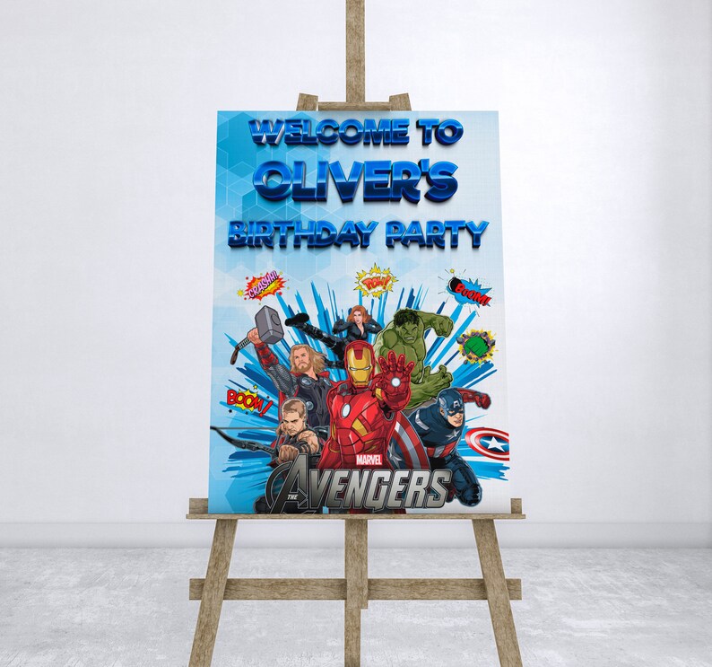 AVENGERS Birthday Welcome Sign Avengers Personalized Birthday - Etsy