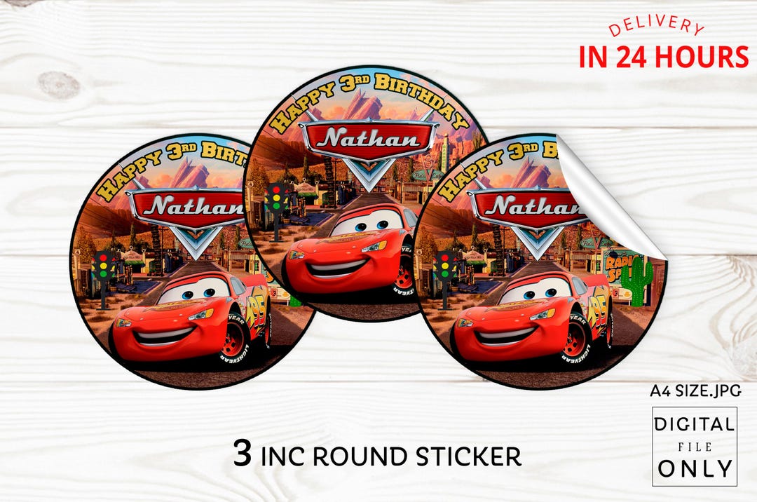 Printable Cars Custom Sticker, Personalized Cars Lightning Mcqueen ...
