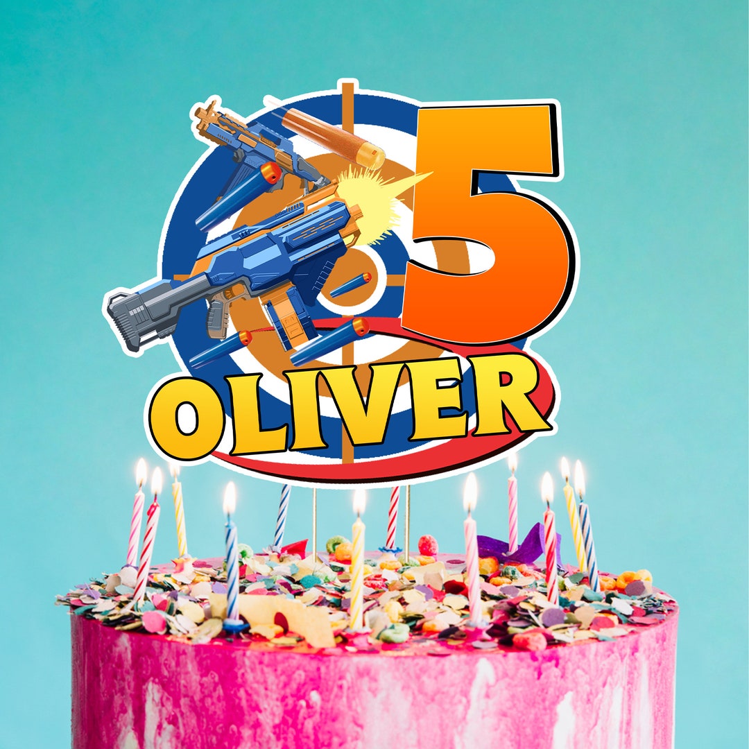 Printable Dart Gun Cake Topper, Dart Gun Birthday Cake Topper,birthday ...