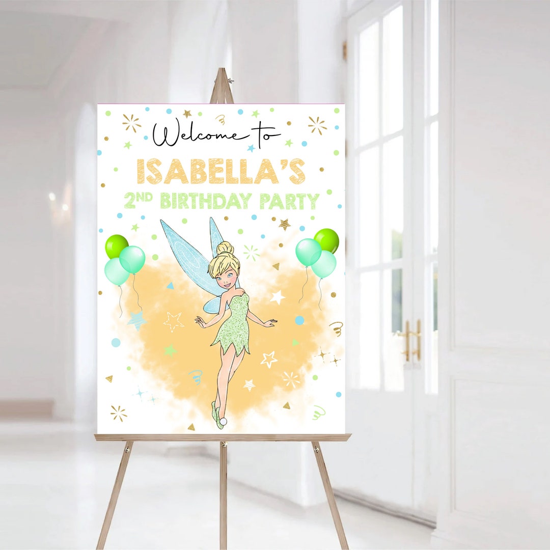 Tinkerbell Birthday Welcome Sign, Tinkerbell Personalized Birthday ...