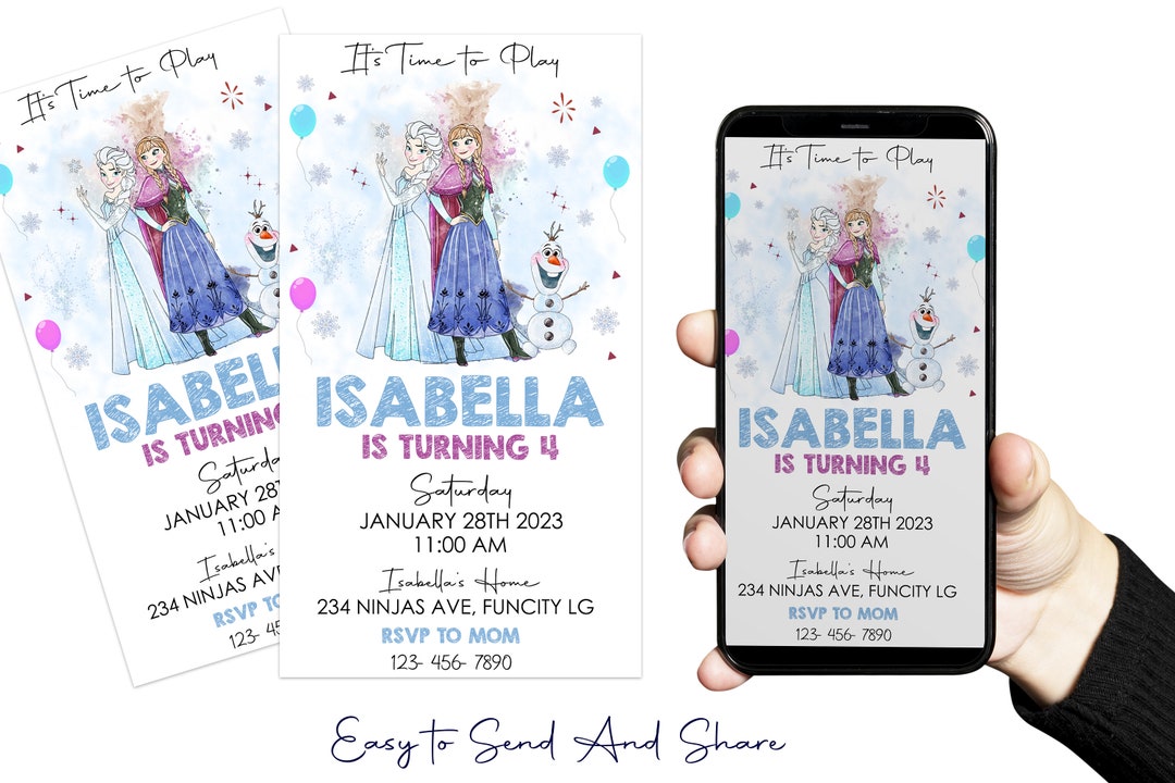 Frozen Elsa Birthday Invitation Girl Frozen Elsa Party Mobile Phone ...