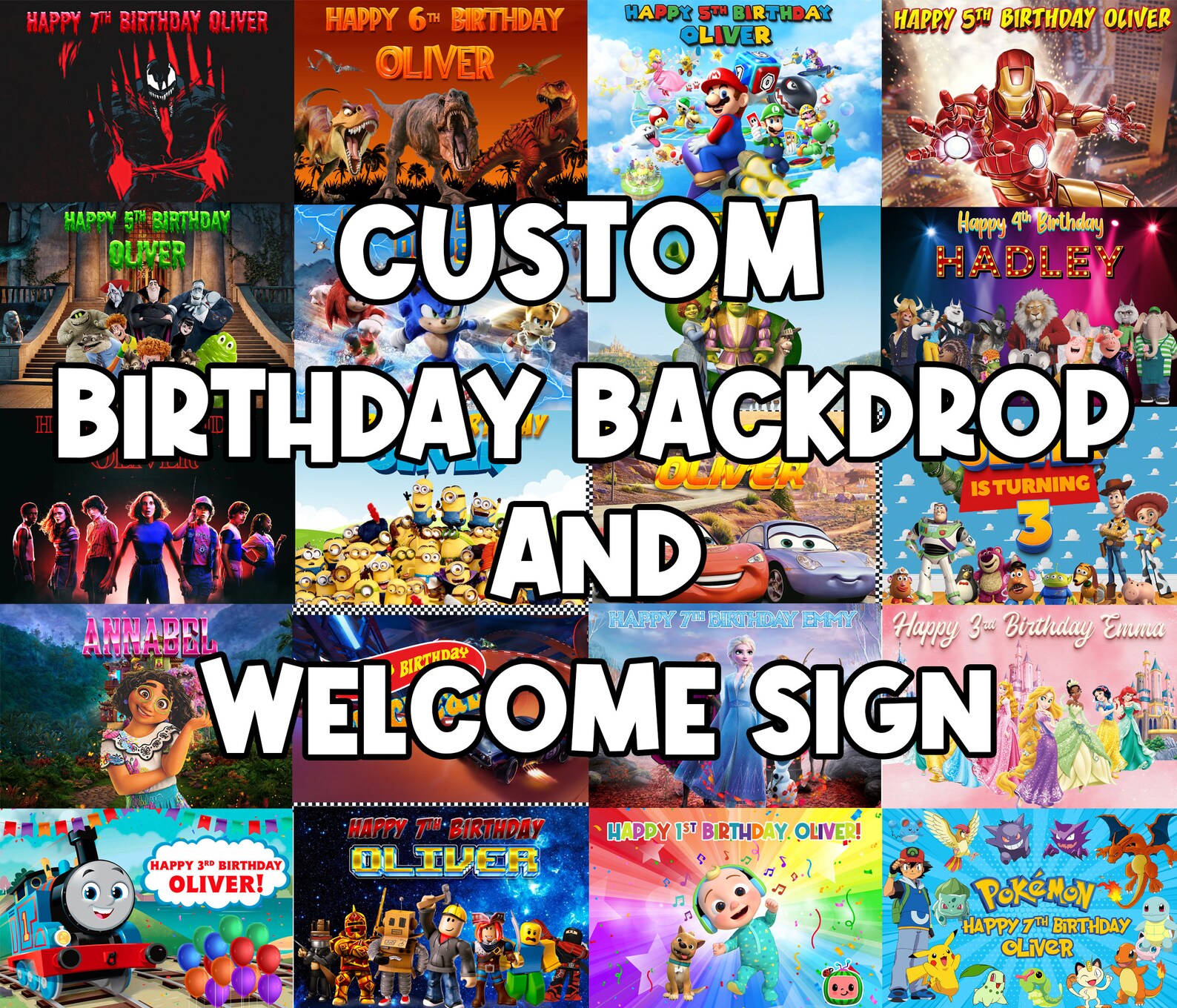 Digital File Only Custom Birthday Backdrop and Welcome Sign - Etsy