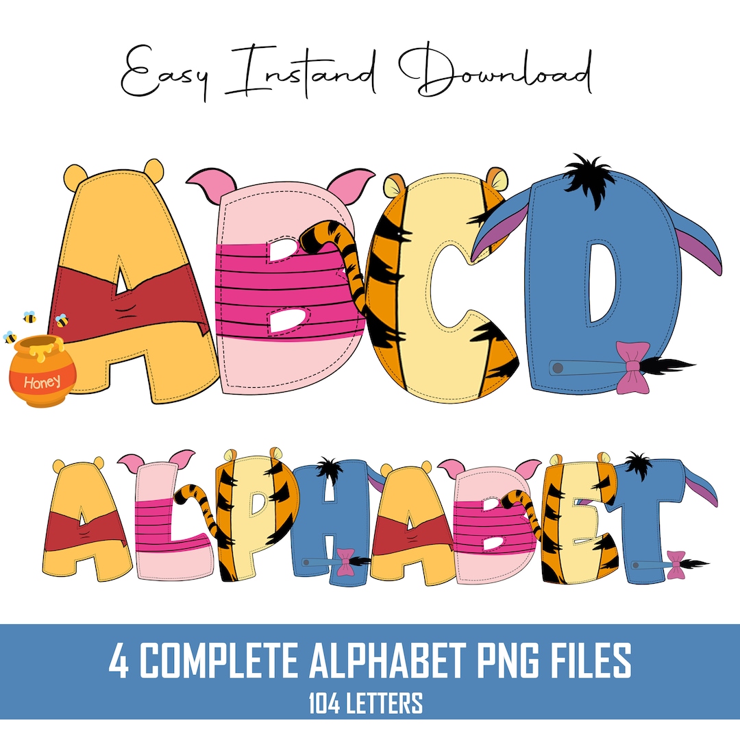 Winnie the Pooh Alphabet Pngs - Kids Alphabet - Hundred Acre Wood Gang ...