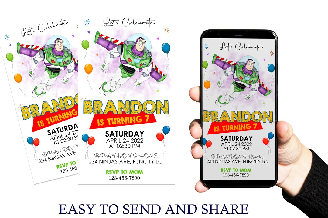 Toy Story Buzz Lightyear Birthday Invitation Buzz Lightyear Birthday ...