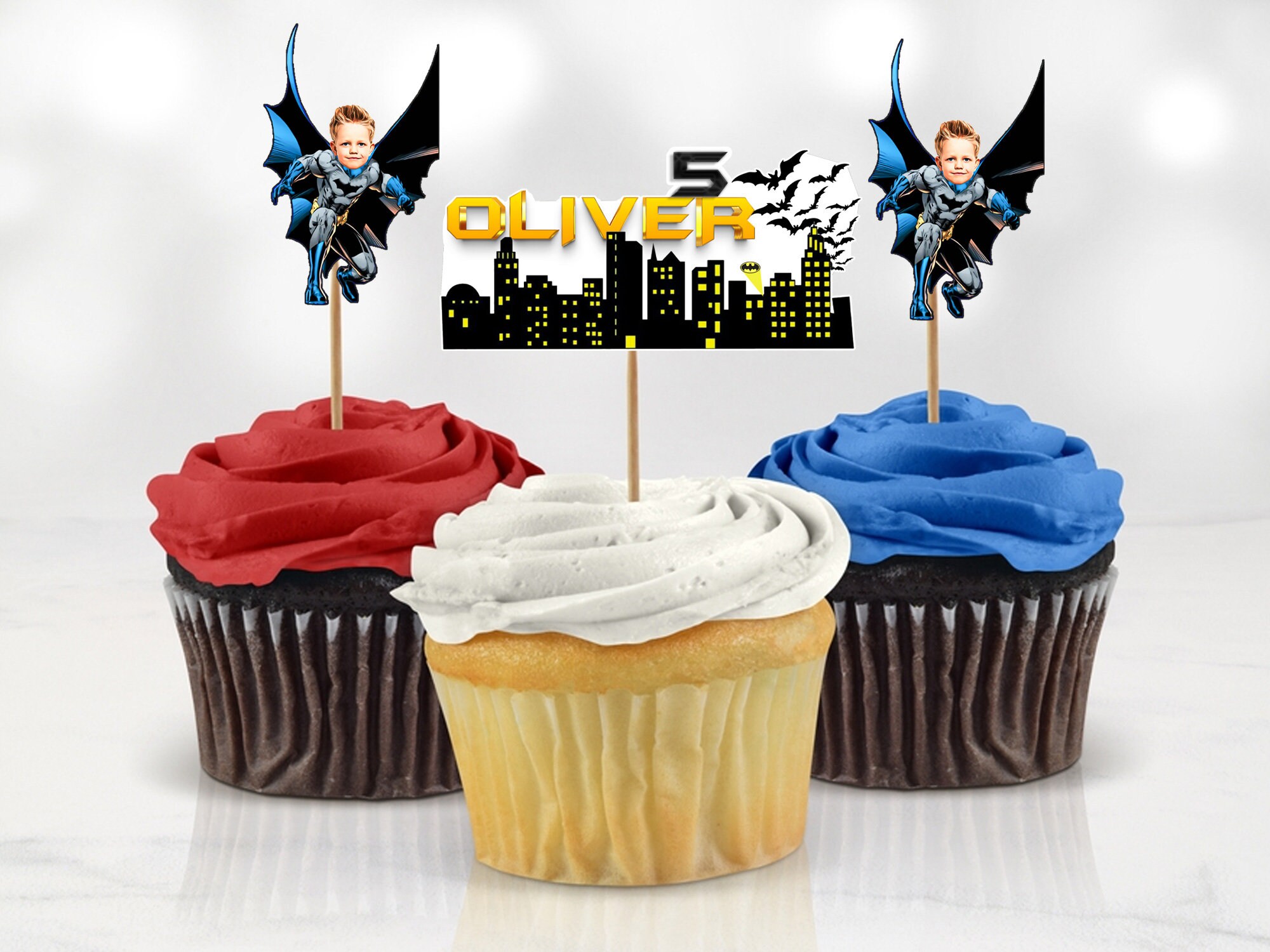 Printable Superhero Kid Custom Photo Cupcake Topper - Etsy