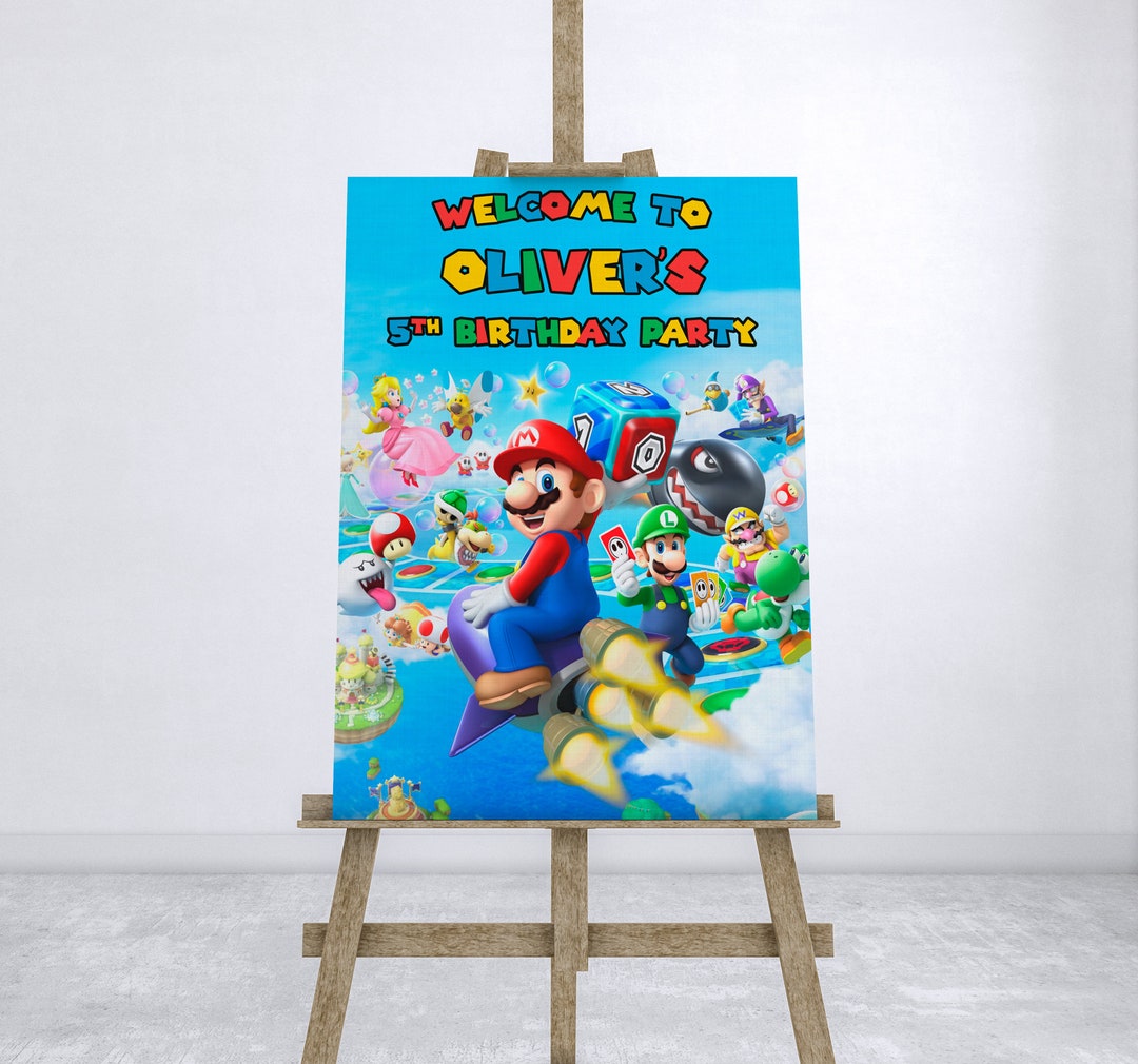 Mario Birthday Welcome Sign, Mario Personalized Birthday Welcome Sign ...