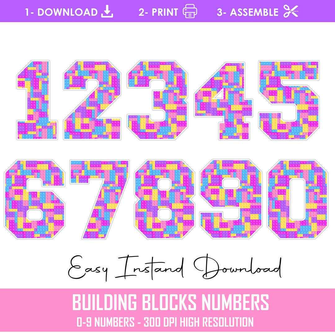 Pink Building Block Numbers Clipart 10 PNG Pink Birthday Blocks Number ...