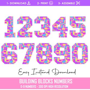 Pink Building Block Numbers Clipart 10 PNG Pink Birthday Blocks Number ...