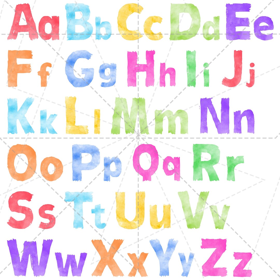 Watercolor Alphabet Clipart, Watercolor Numbers and Letters, Hand Drawn ...