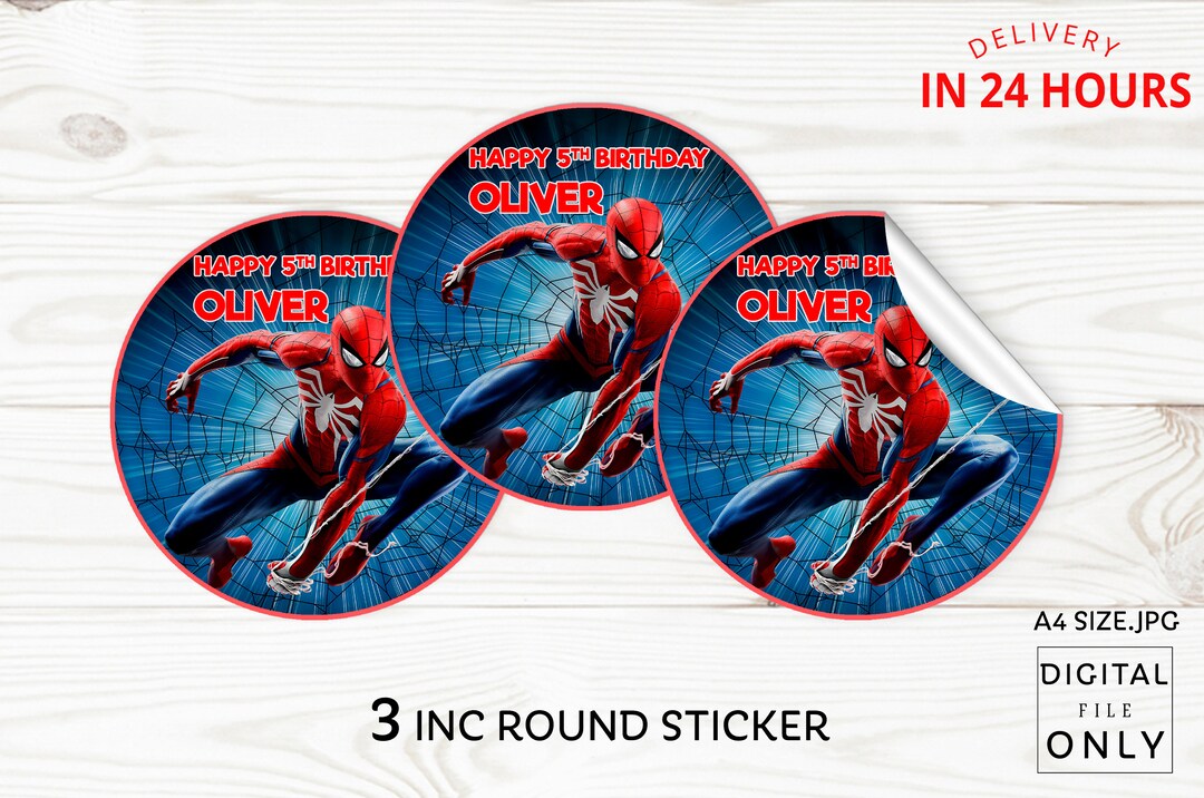Printable Spiderman Custom Sticker, Personalized Spiderman Sticker ...