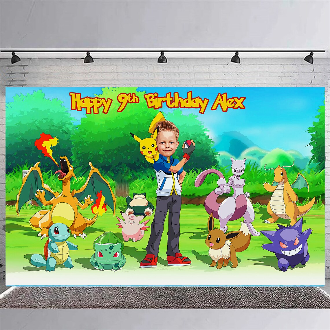 Pikachu Custom Portrait Pikachu PHOTO Personalised Birthday - Etsy