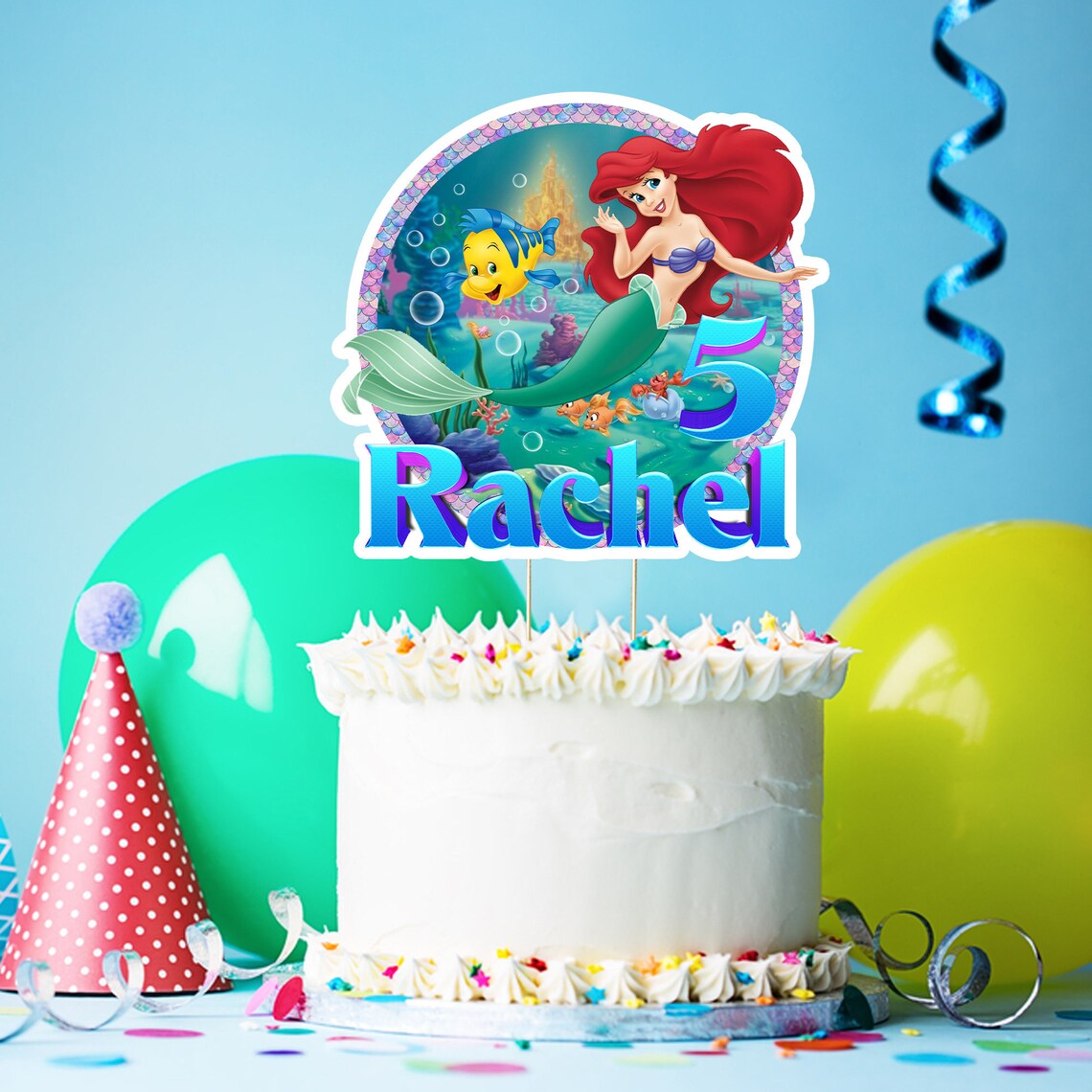Printable Princess Ariel Cake Topper Princess Ariel Birthday - Etsy