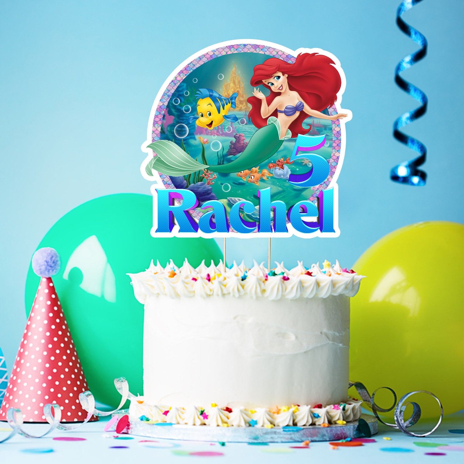 Printable Princess Ariel Cake Topper Princess Ariel Birthday - Etsy