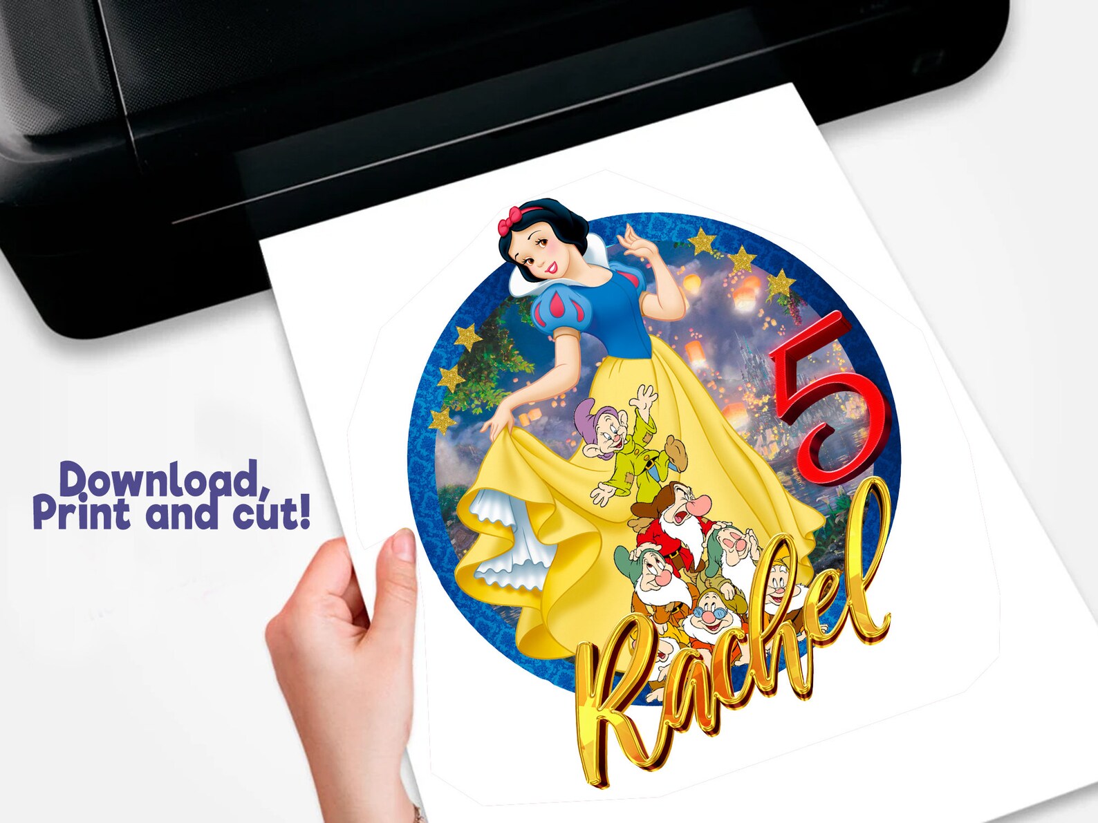 Printable Snow White Cake Topper princess Birthday Party Cake - Etsy