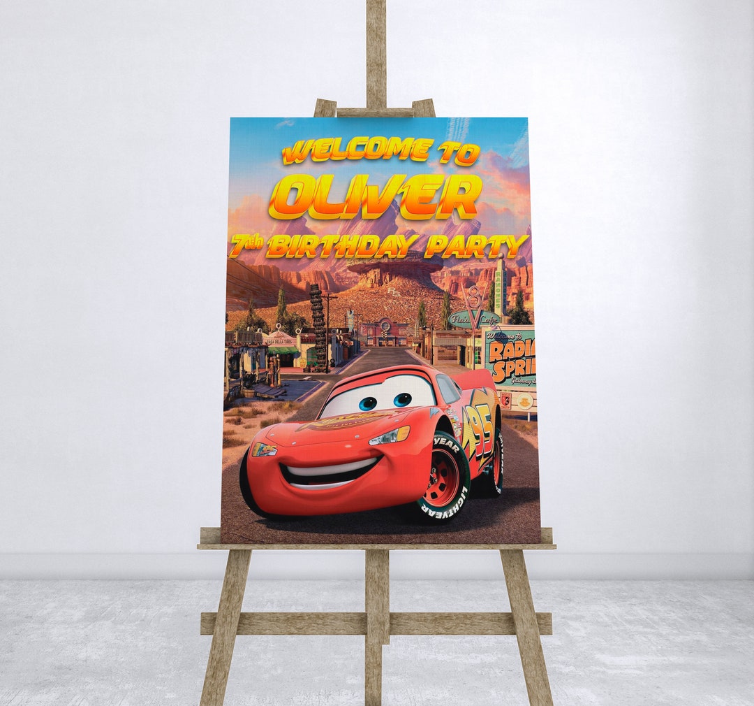 Cars Birthday Welcome Sign, Cars Personalized Birthday Welcome Sign ...