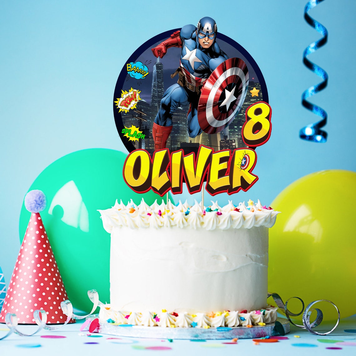 Printable Captain America Cake Topper Captain America - Etsy