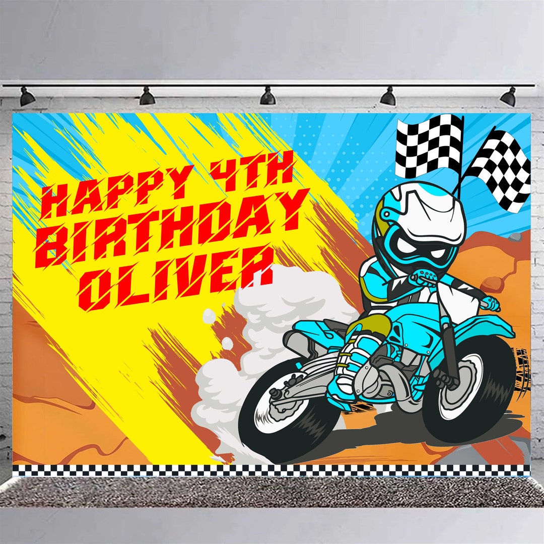 Dirt Bike Birthday Banner, Dirt Bike Personalized Birthday Backdrop,dirt Bike Personalized ...