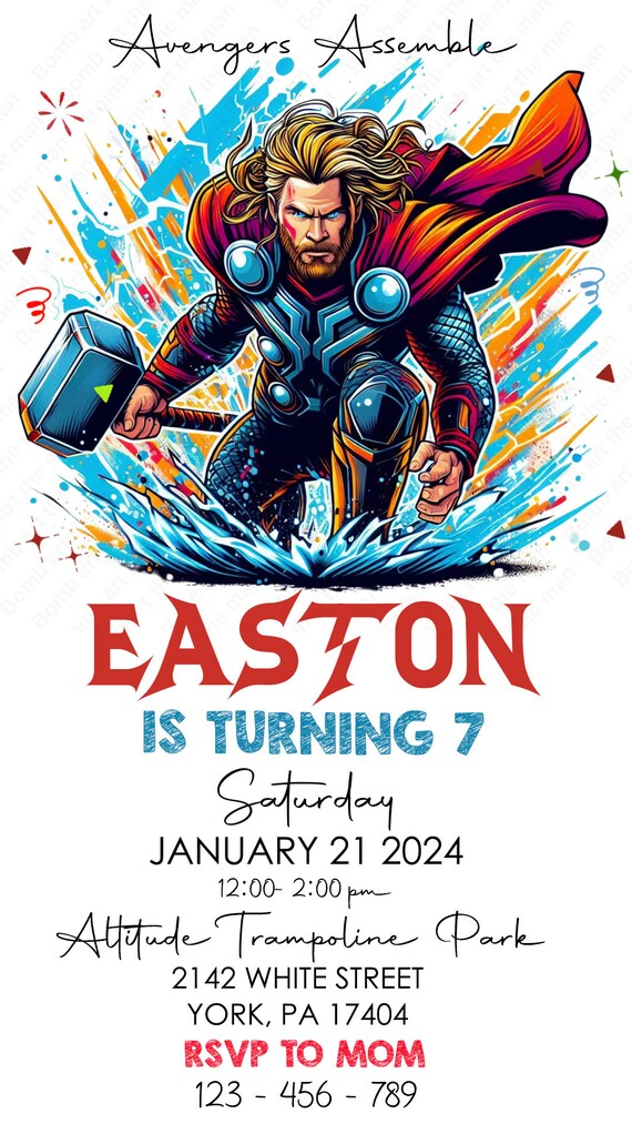 Thor Printable Invitation Thor And Patrick's Wedding Invites – Chris