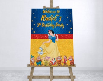 Snow White Birthday Poster Chalkboard Snow White 1st Birthday Poster ...