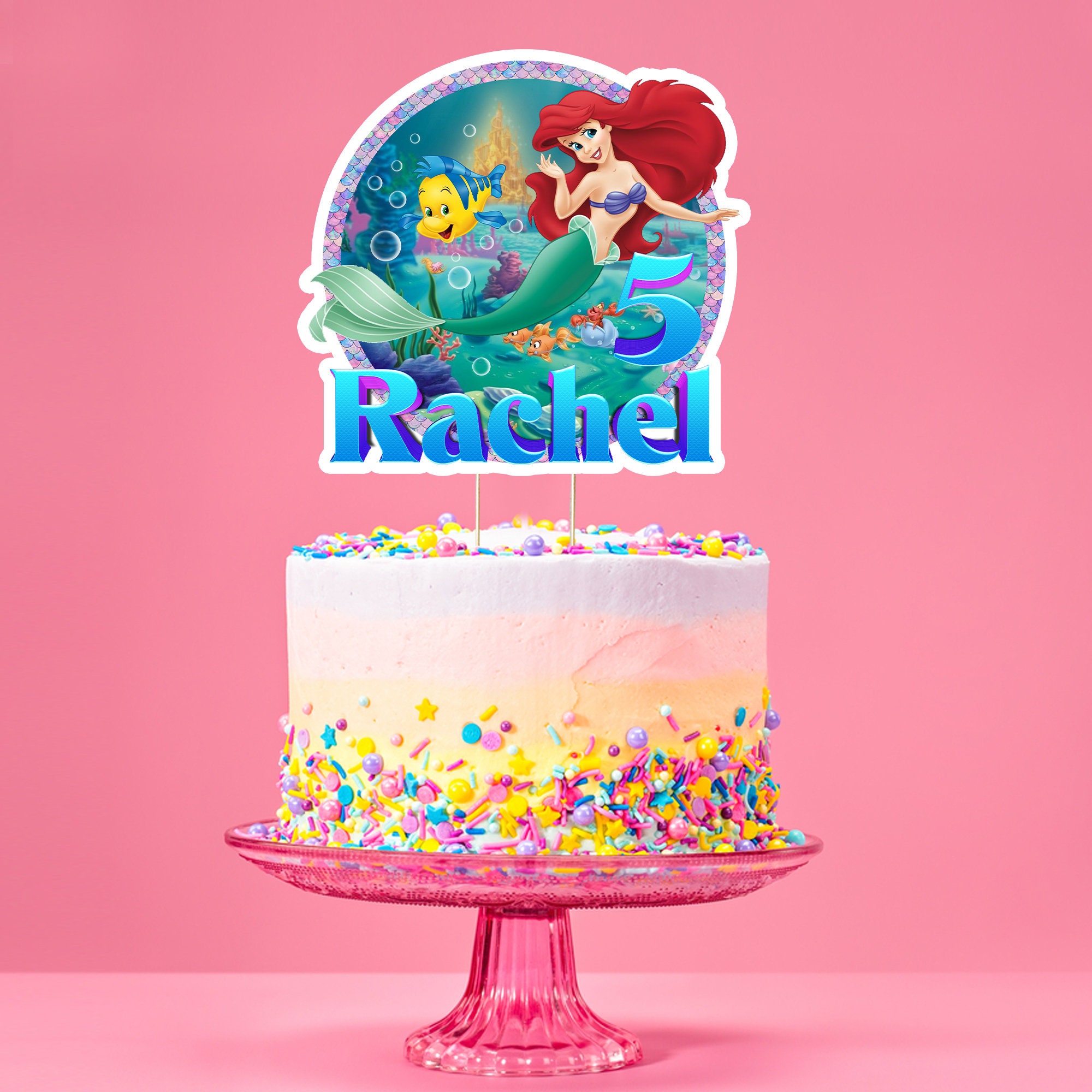 Printable Princess Ariel Cake Topper Princess Ariel Birthday - Etsy