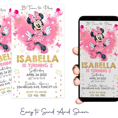 Minnie Mouse Digital Birthday Invitation Oh Twodles - Etsy